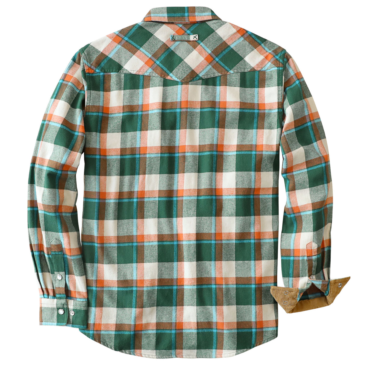 Dubinik® Men's Long Sleeve Pearl Snap Midweight Green Flannel Western