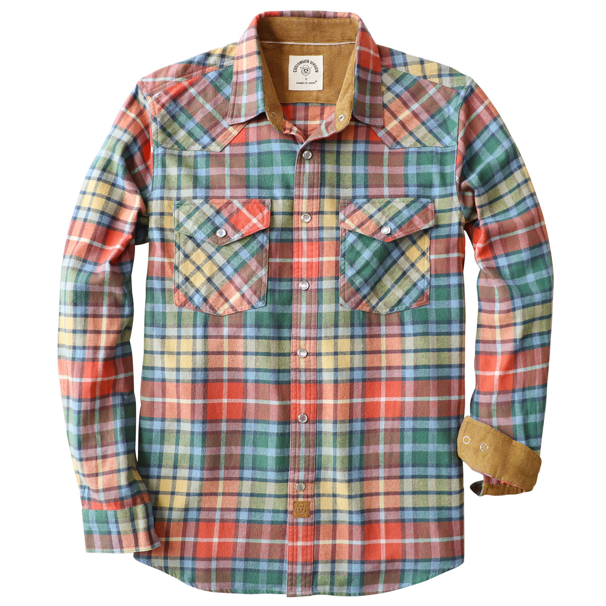 Dubinik® Men's Long Sleeve Pearl Snap Midweight Flannel Casual Western